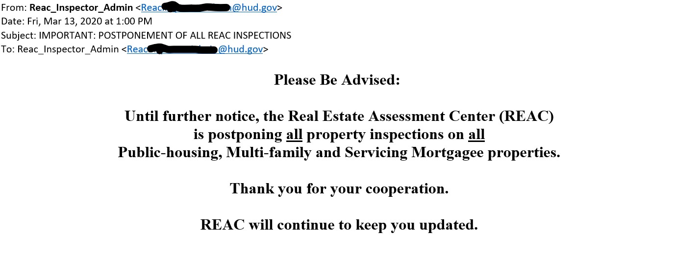 HUD REAC Postpones Inspections for Public Housing & Multi-Family ...
