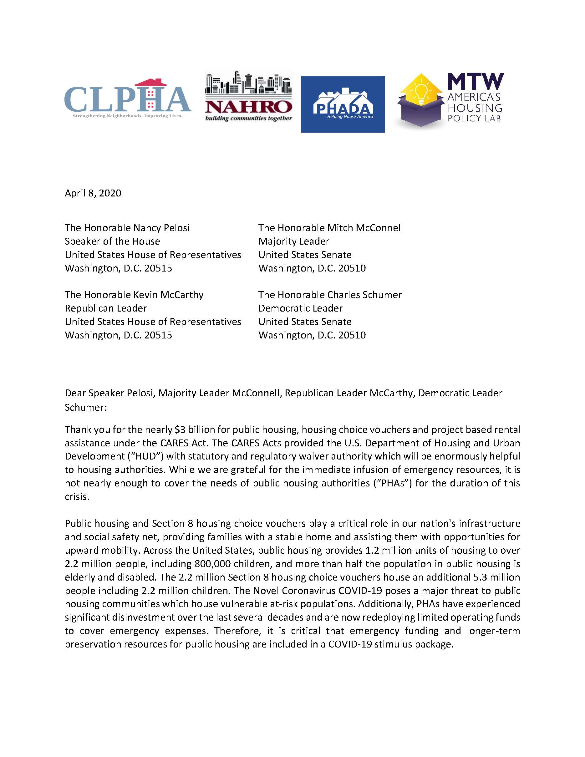 PHA Request Letter 1 | The NAHRO Blog: Legislative & Policy Updates ...